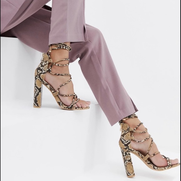 Shoes | Snake Print Wrap Heels | Poshmark